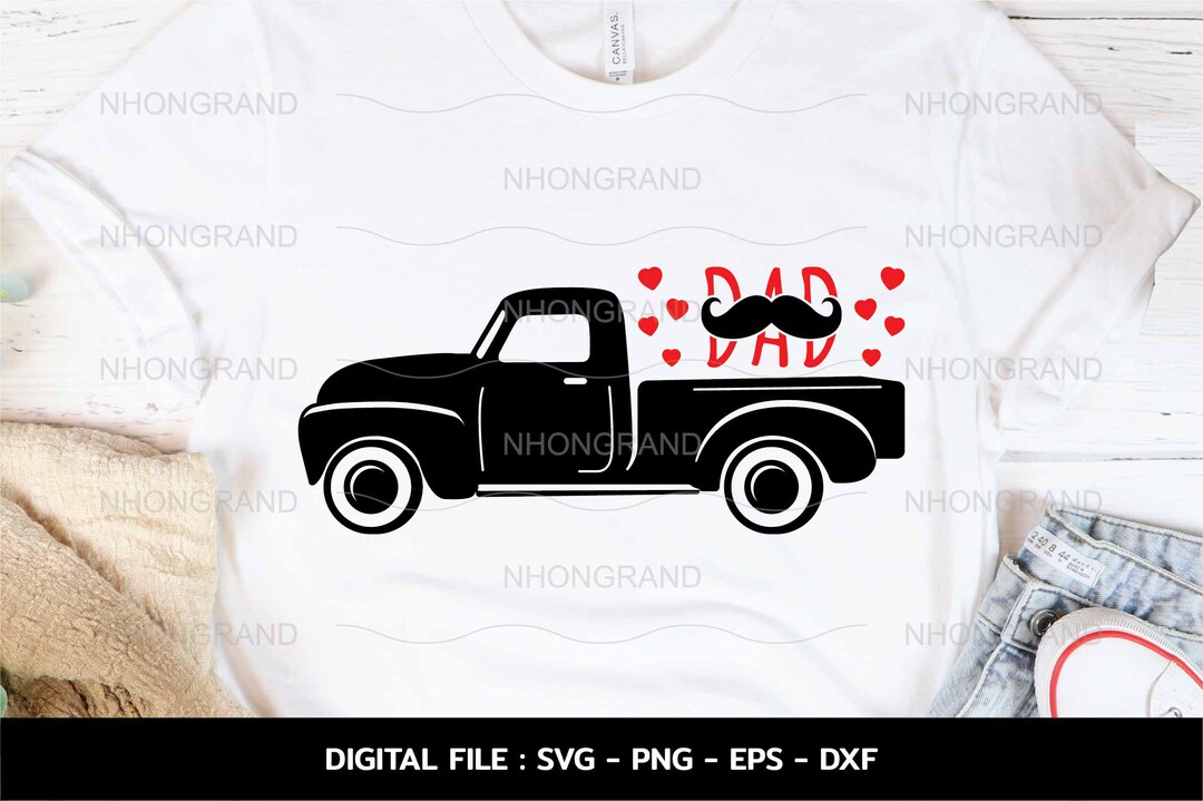 Father's Day Pickup Truck SVG: Dad Mustache Design (digital Download ...