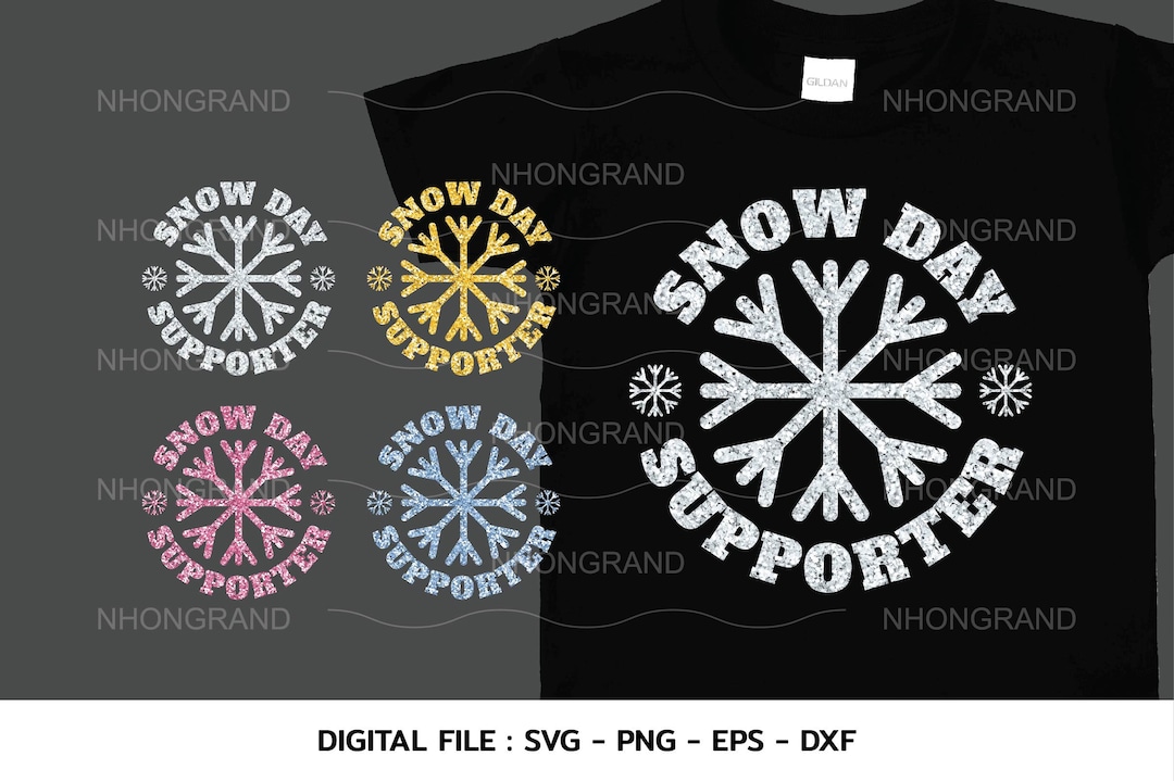 Snow Day Supporter Winter Snow Flake Glitter Shirt, Lover Gift, T-shirt ...