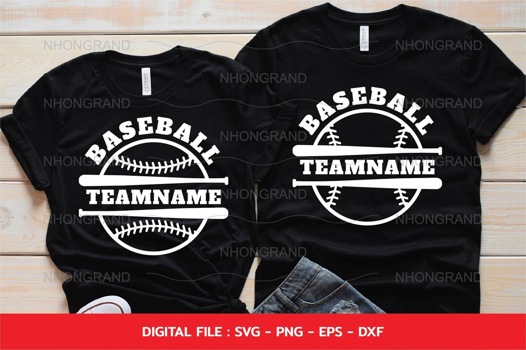 Baseball Split Team Name With Baseball Bat, Lover Gift T-shirt, Cricut ...