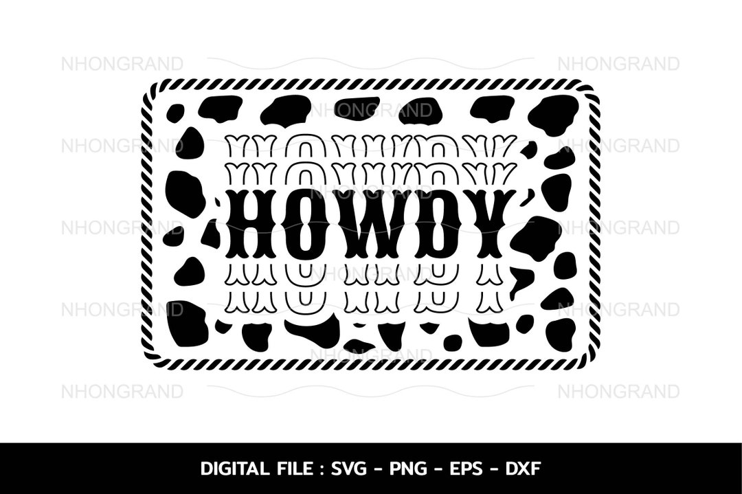 Howdy Cowboy Sign With Cow Pattern and Rope Frame Monogram - Etsy