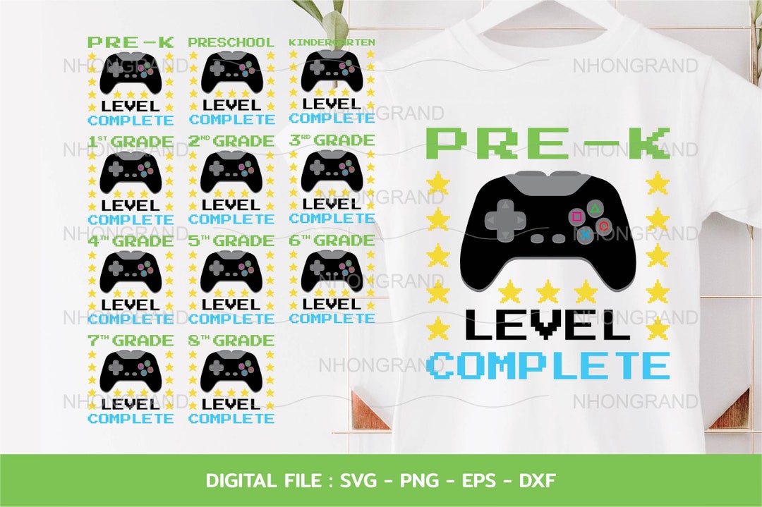 Bundle 1-8 Grade Level Complete Pixel Graduation Video Game Svg Pre-k ...