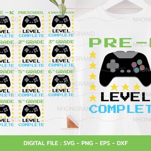 Bundle 1-8 Grade Level Complete Pixel Graduation Video Game Svg Pre-k ...
