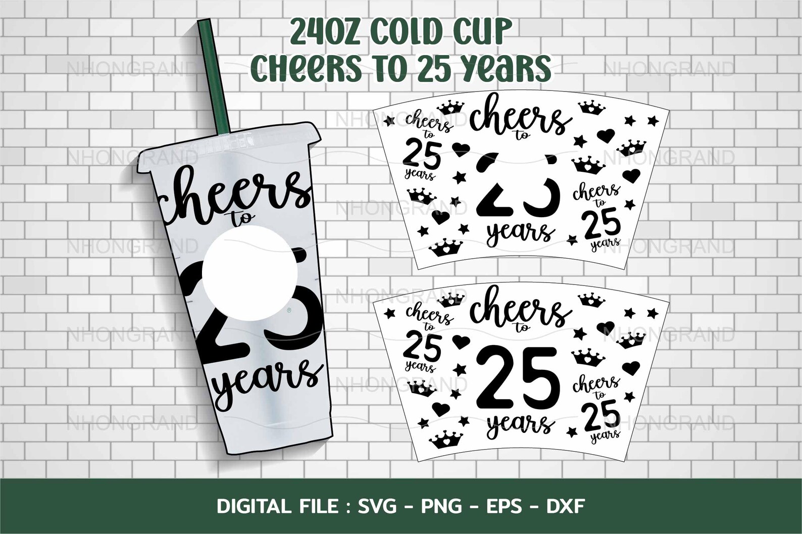Cheers to 25 Years Svg, 25th Birthday Cutie Svg, 24oz Cold Cup Svg ...