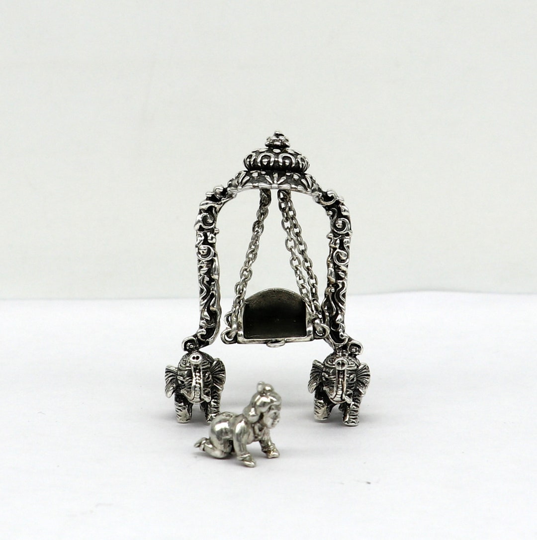 925 Sterling Silver Vintage Unique Design Solid Swing, Bal Ladu Gopal ...