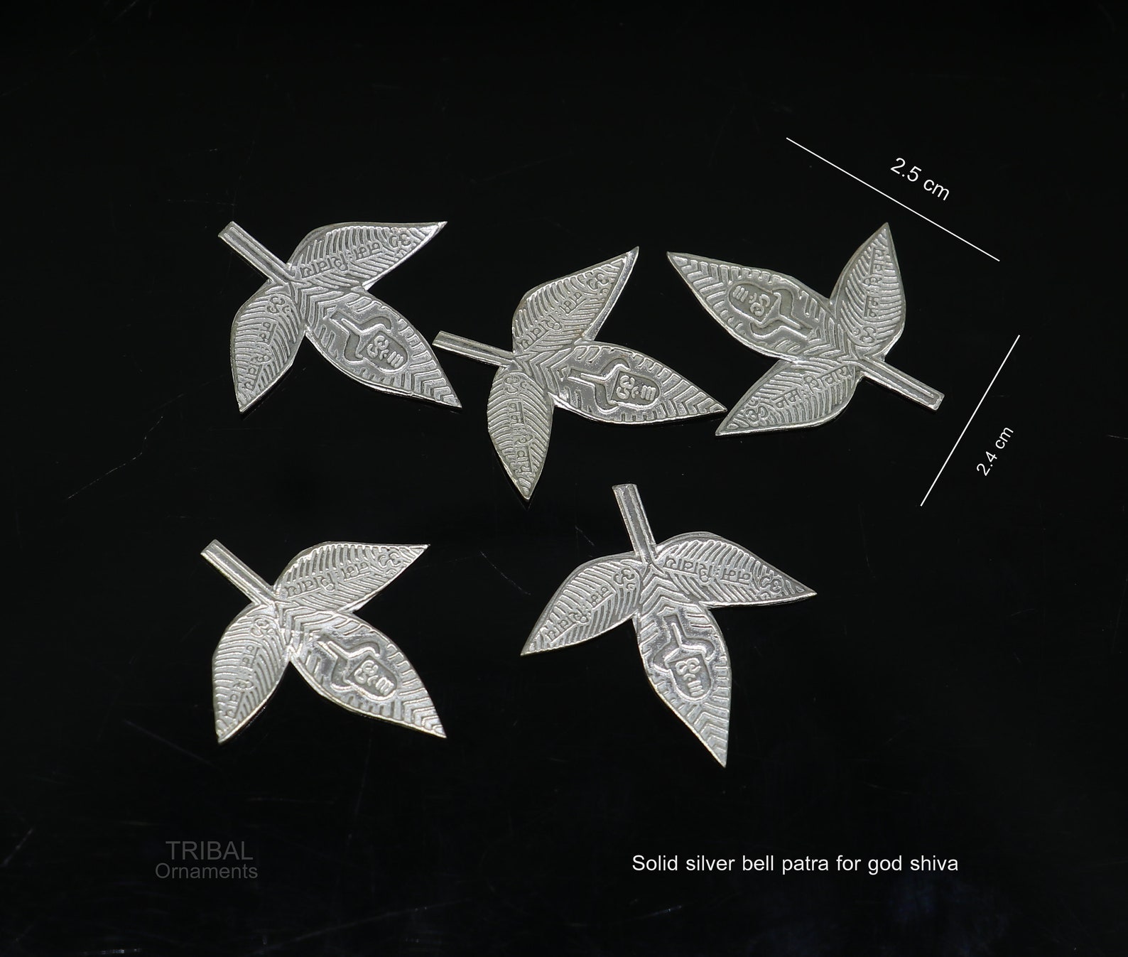 5 Piece 2.5 Cm Lord Shiva Bel Patra Solid Silver Handmade Solid Belva ...