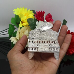 925 Pure Sterling Silver Handcrafted Small Singhasan, Idol Krishna Bal ...