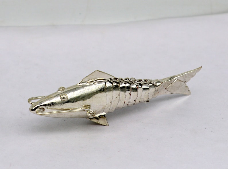 Solid Silver Handmade Silver Fish, Lord Vishnu Avatar Matsya, Silver ...