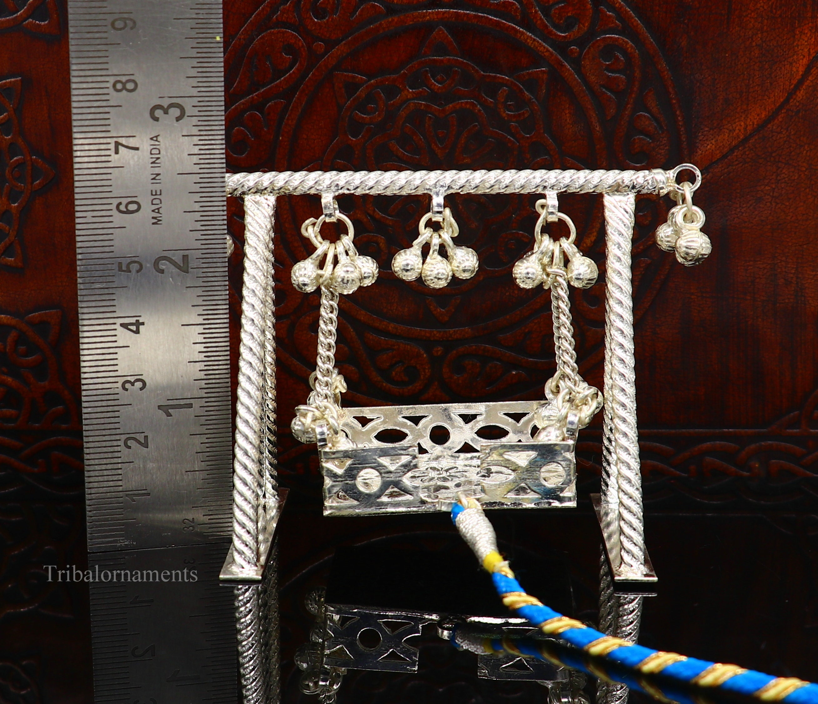 Sterling Silver Handmade Bal Gopala Jhula, Small Krishna Swing, Laddu ...