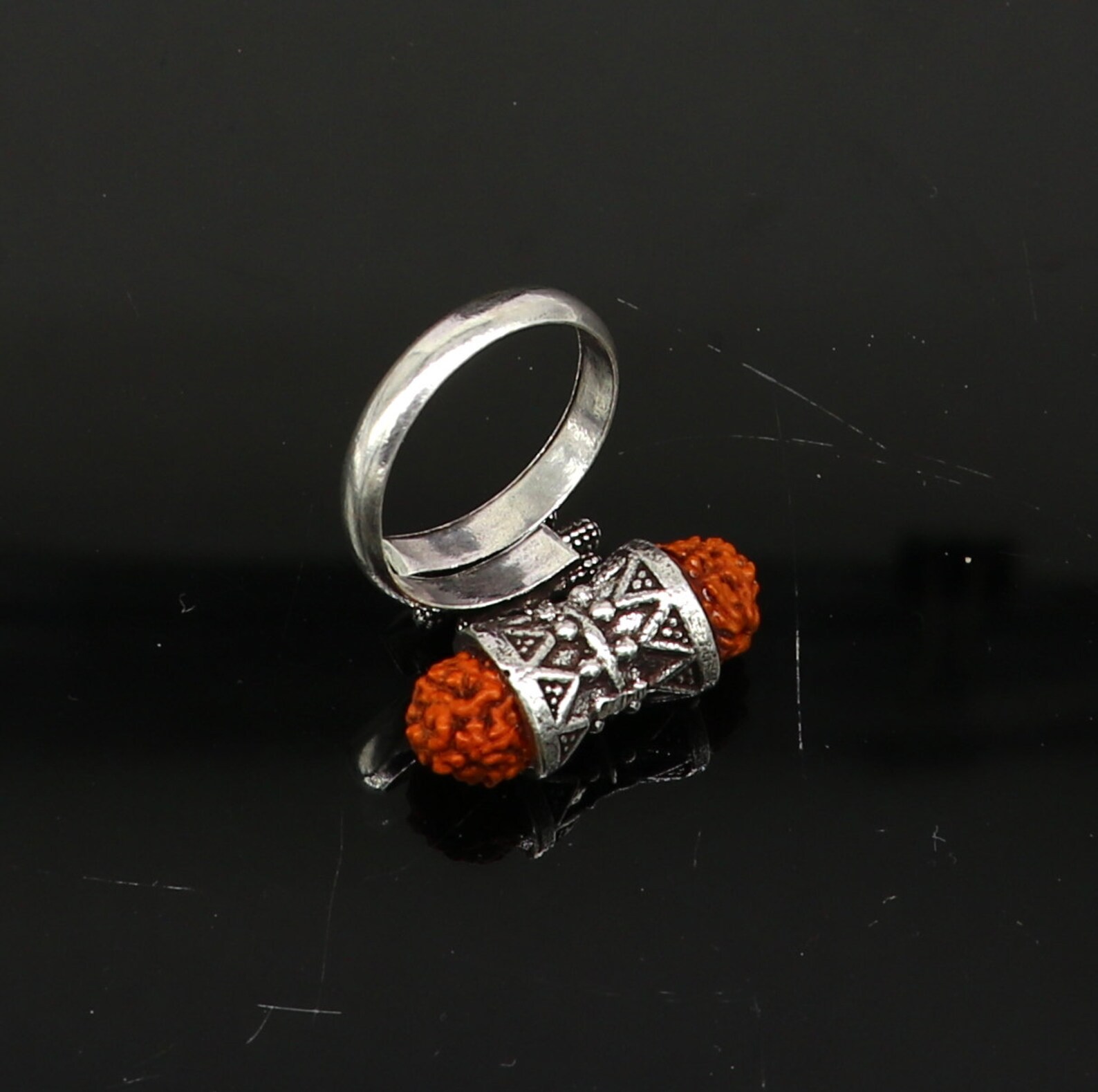 Lord Shiva damaru design rudraksha ring Fabulous 925 | Etsy