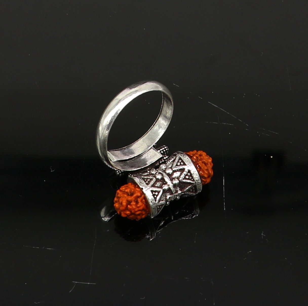 Lord Shiva Damaru Design Rudraksha Ring Fabulous 925 Sterling - Etsy