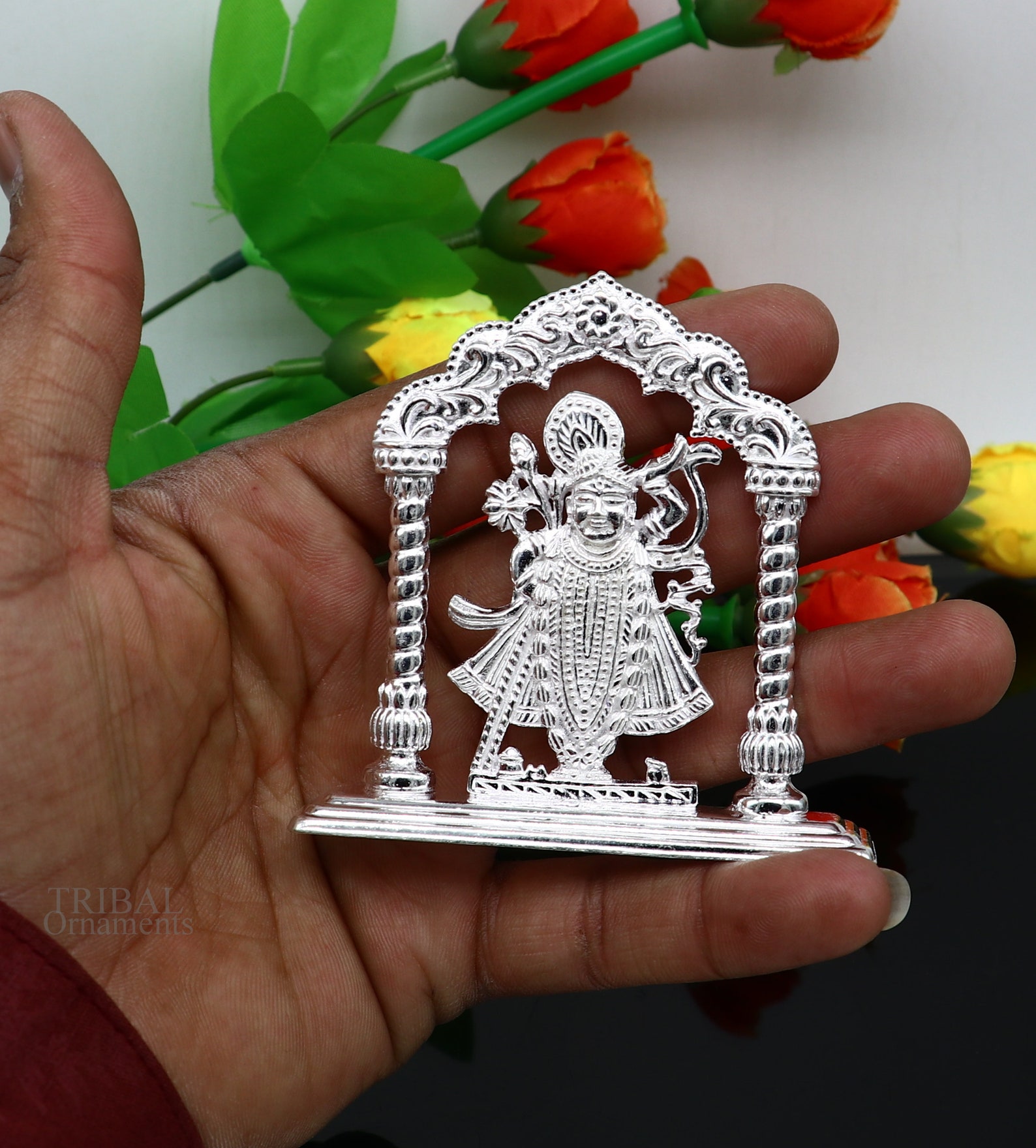 Sterling Silver Handmade Design Indian Lord Krishna Shrinathji Statue ...