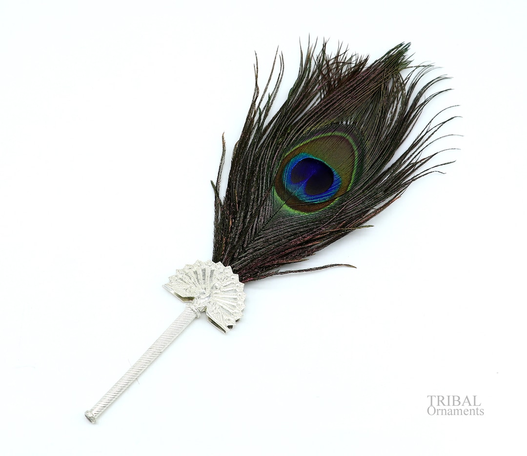 Vintage Style Handmade Silver Mor Chhadi, Peacock Feather Stick, Best ...