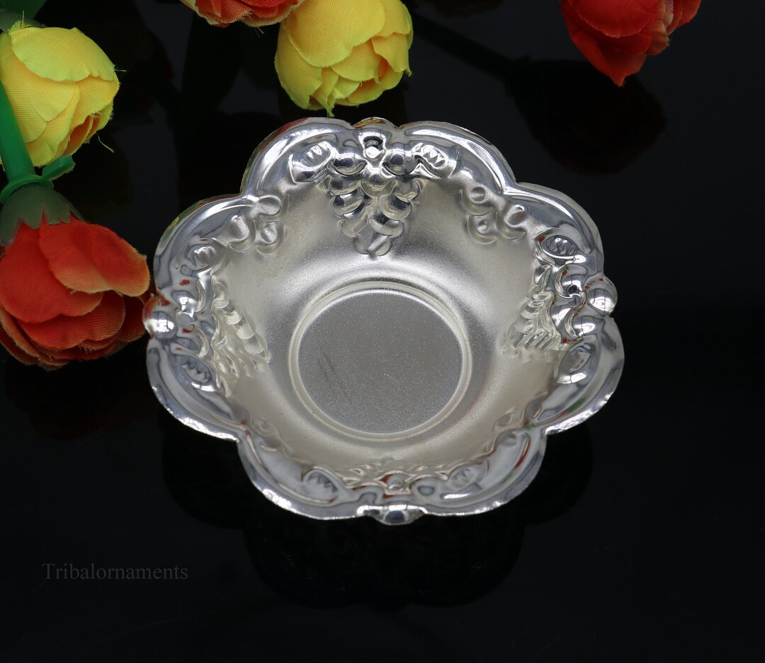 Solid Sterling Silver Exclusive Handcrafted Work Light Weight Bowl ...