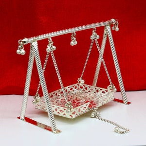 Sterling Silver Handmade Bal Gopala Jhula, Little Krishna Swing, Laddu ...