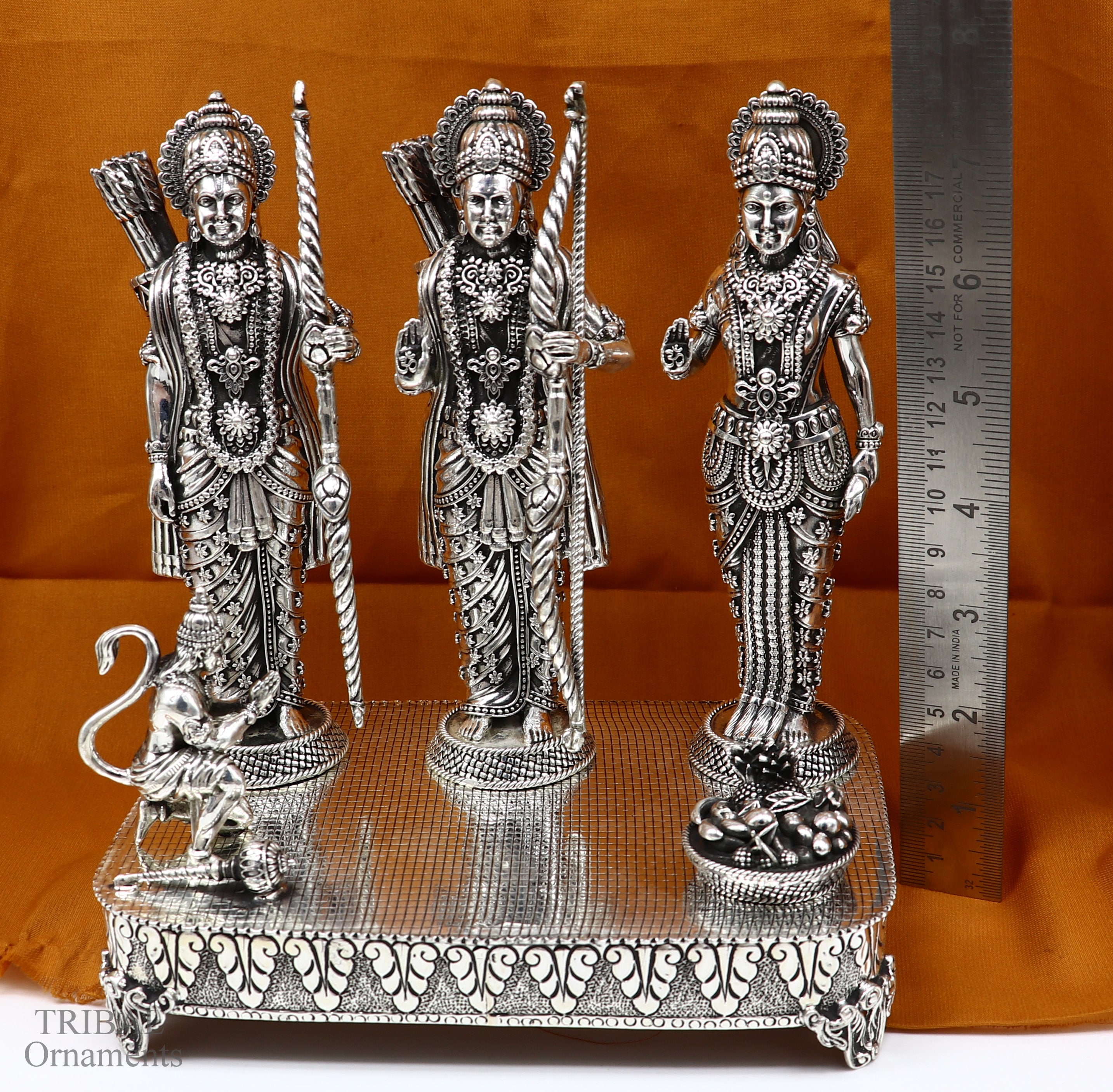 7.5" 925 Sterling Silver Silver God Shri Ram Darbar, Lord Shri Rama ...