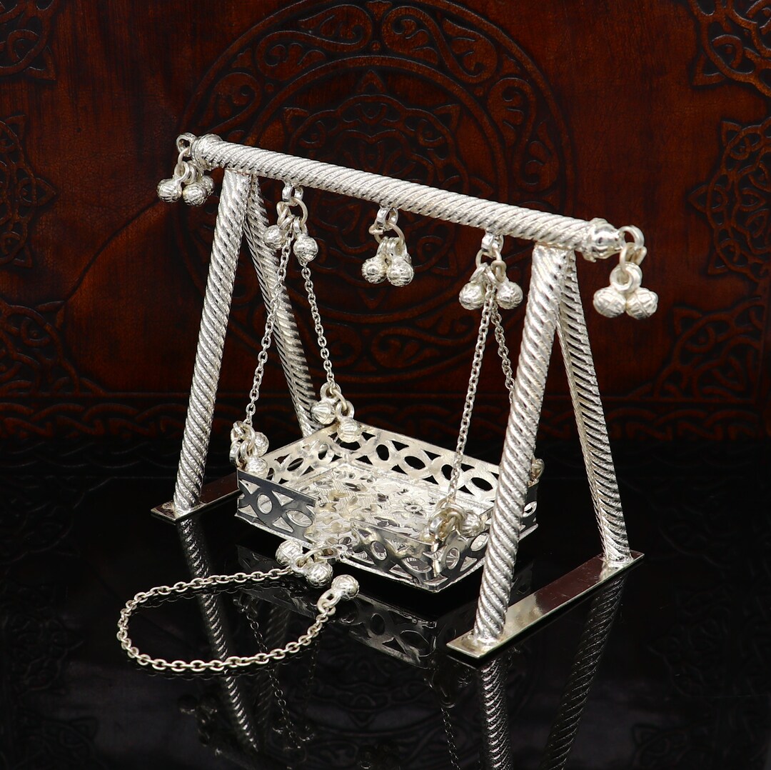 Sterling Silver Handmade Laddu Gopala Jhula, Baby Krishna Swing, Child ...