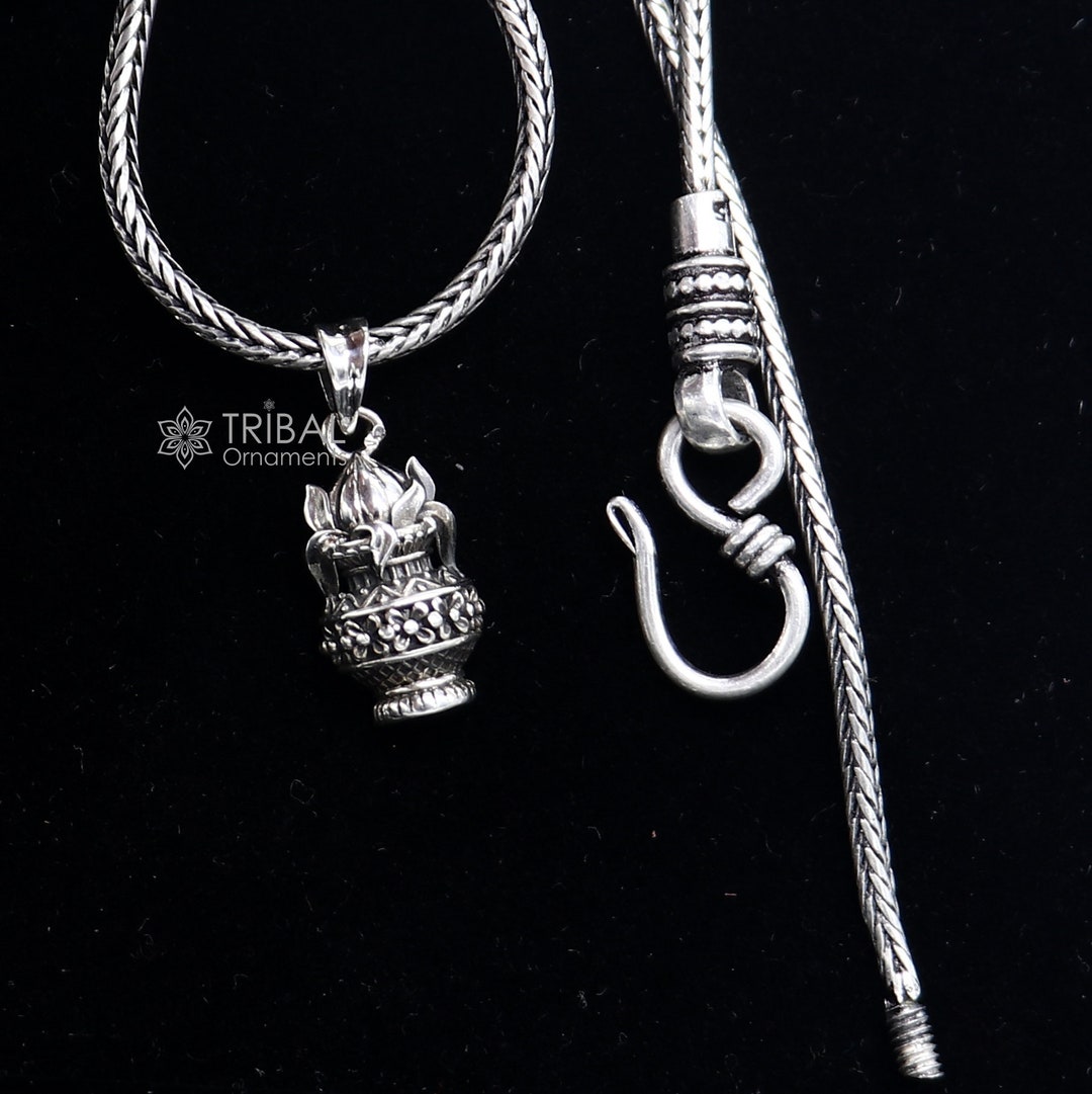 925 Sterling Silver Unique Design KALASH WITH COCONUT Pendant Wheat ...