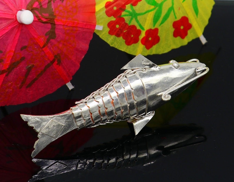 Solid Silver Handmade Silver Fish, Lord Vishnu Avatar Matsya, Silver ...