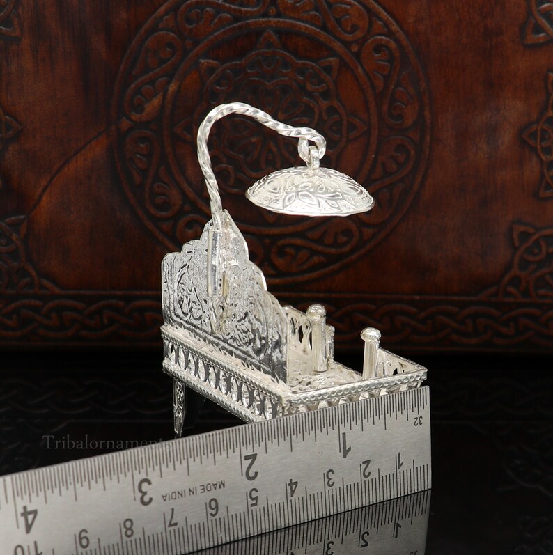 925 Pure Sterling Silver Handcrafted Small Singhasan, Idol Krishna Bal ...