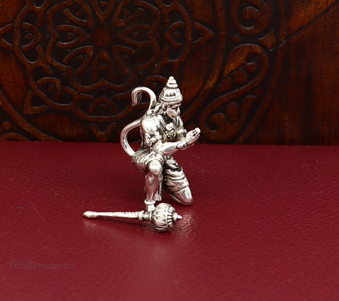 Lord Hanuman 1" Small 925 Silver Handmade Statue , Best Puja or Gifting ...