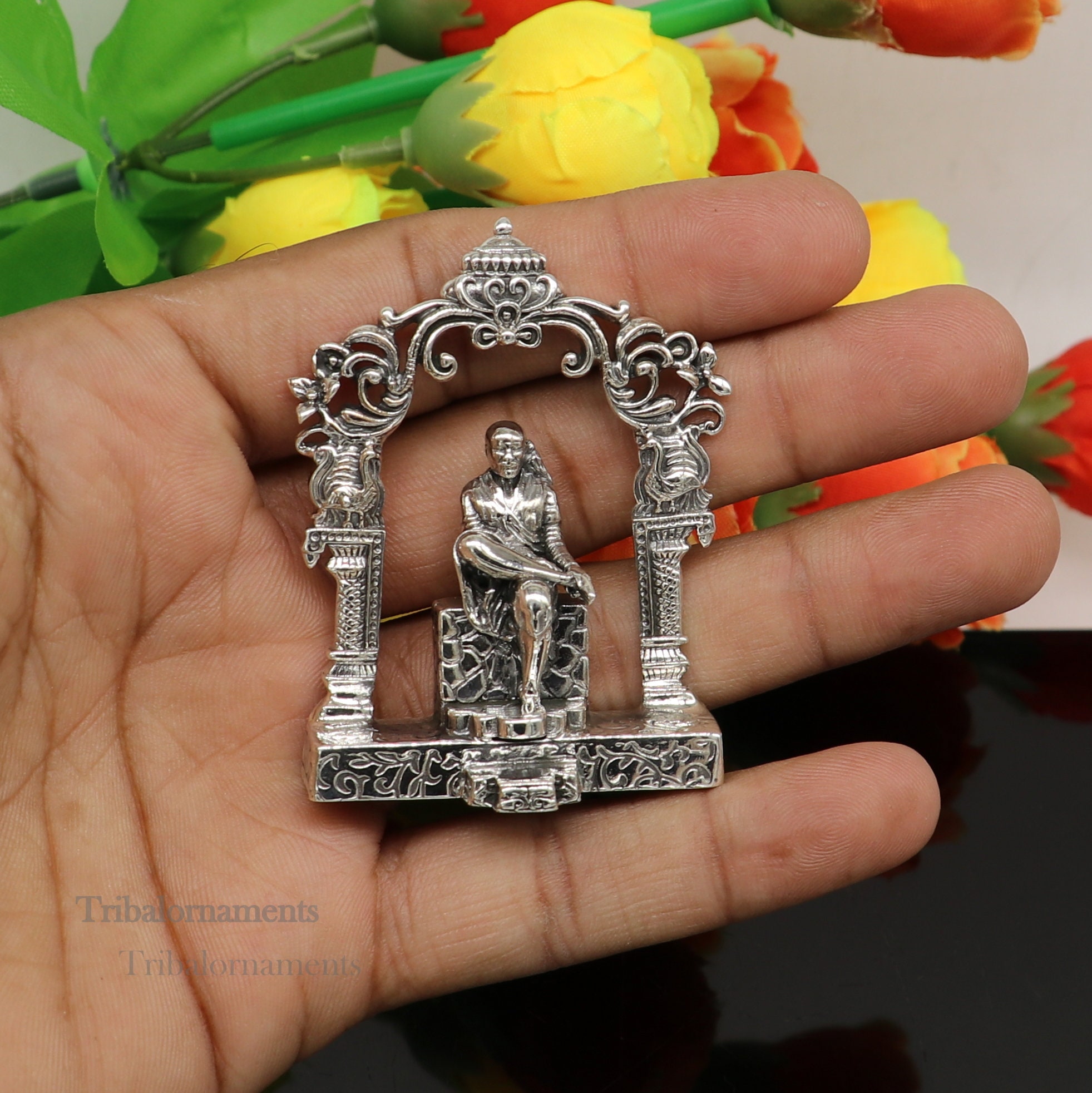 925 Sterling Silver Handmade Divine Idol Sai Baba Statue Murti Divine ...