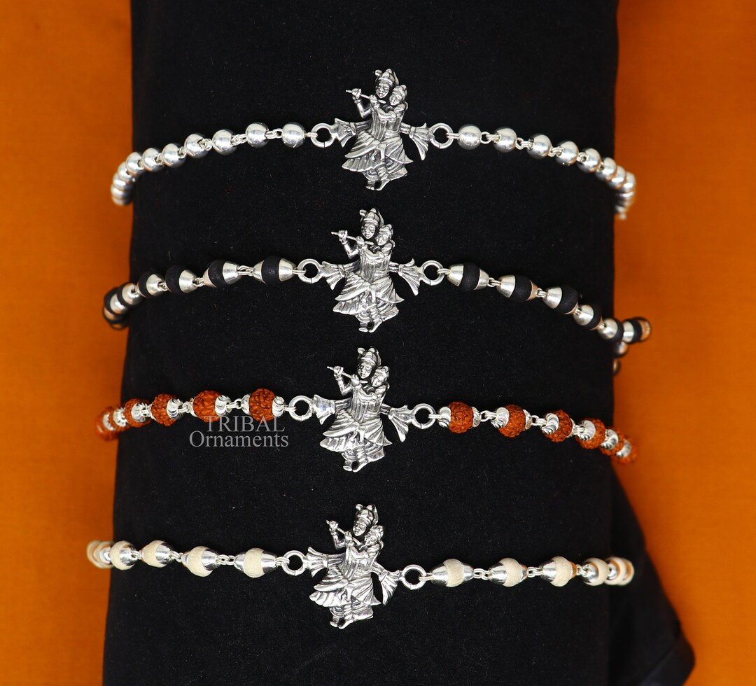 Lord Radha Krishna Rakhi 925 Sterling Silver Handmade Stylish Divine ...