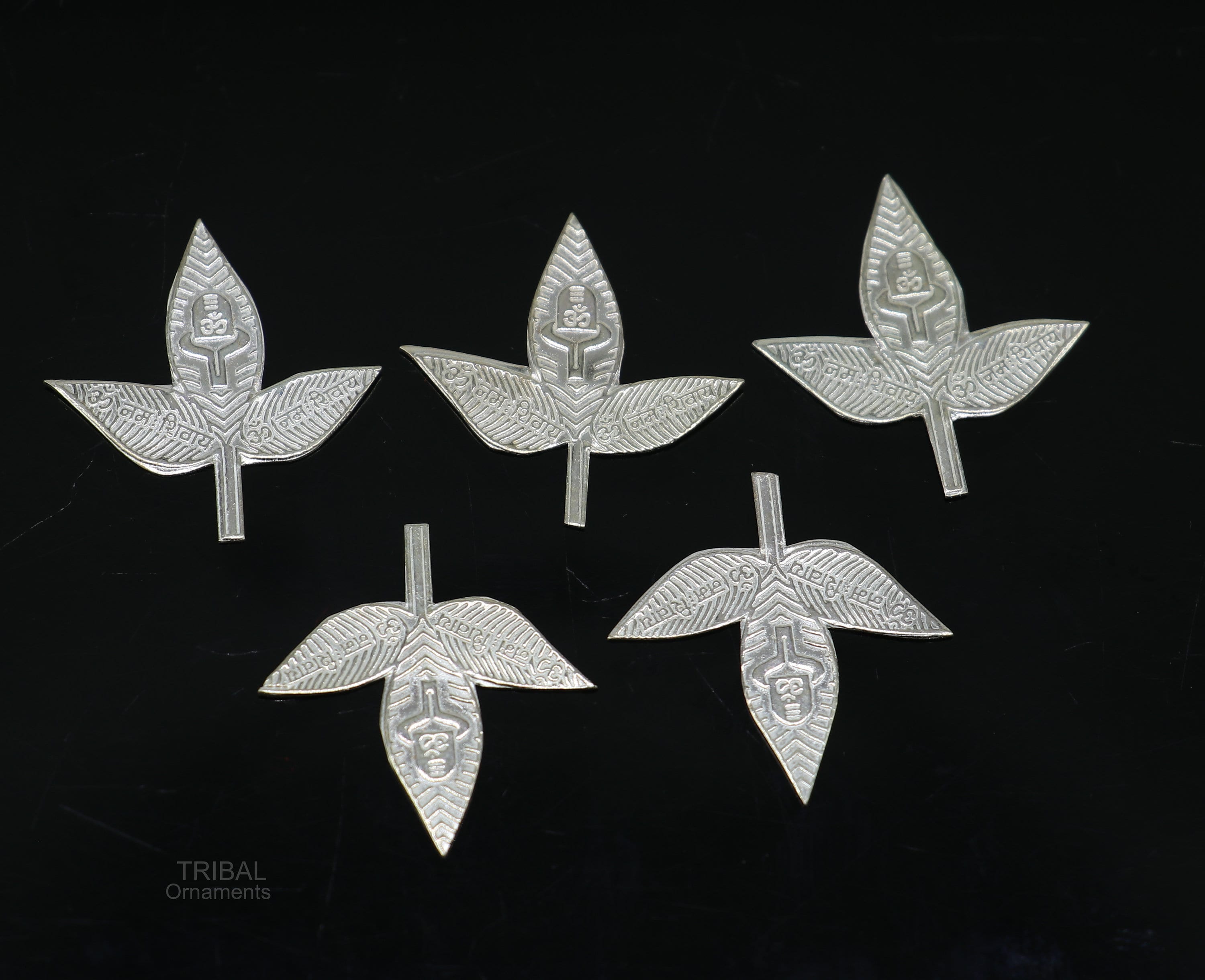 5 Piece 2.5 Cm Lord Shiva Bel Patra Solid Silver Handmade Solid Belva ...