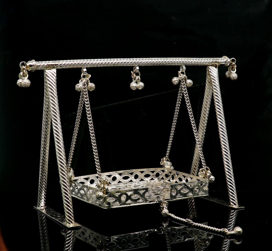 Sterling Silver Handmade Bal Gopala Jhula, Little Krishna Swing, Laddu ...