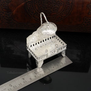 925 Pure Sterling Silver Handcrafted Small Singhasan, Idol Krishna Bal ...