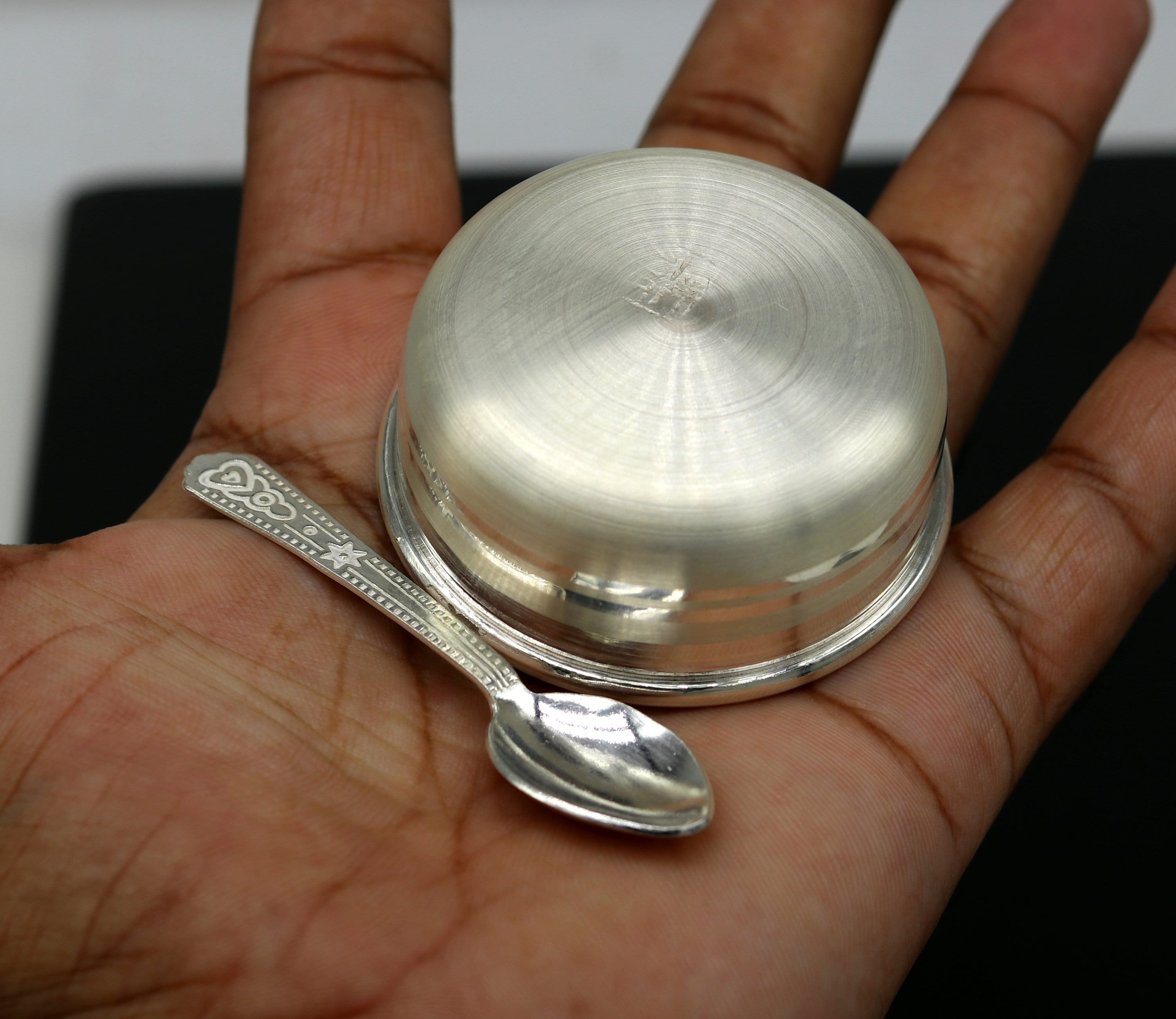 999 Pure Silver Solid Bowl and Spoon Silver Baby Set Tumbler Excellent ...