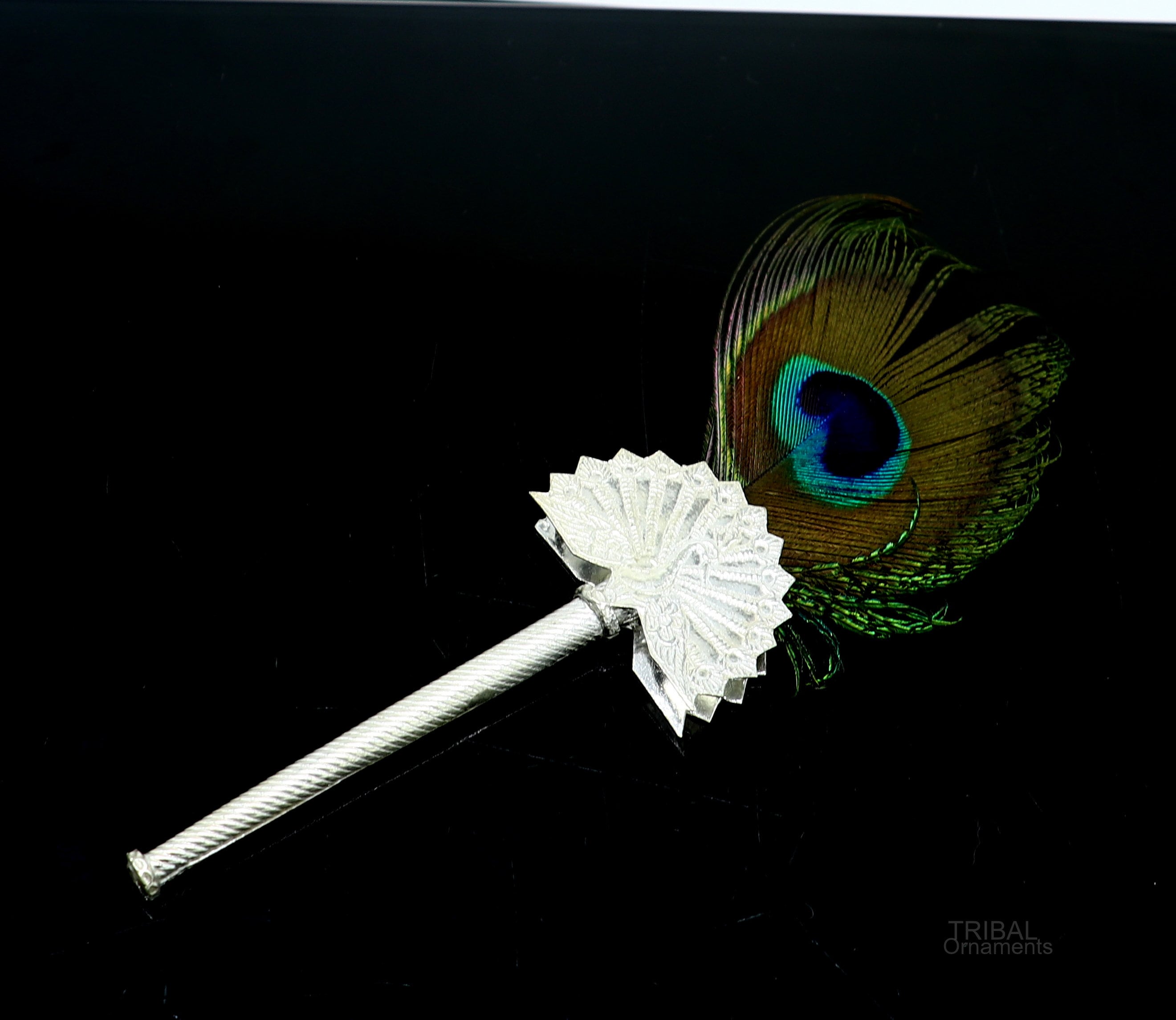 Vintage Style Handmade Silver Mor Chhadi, Peacock Feather Stick, Best ...