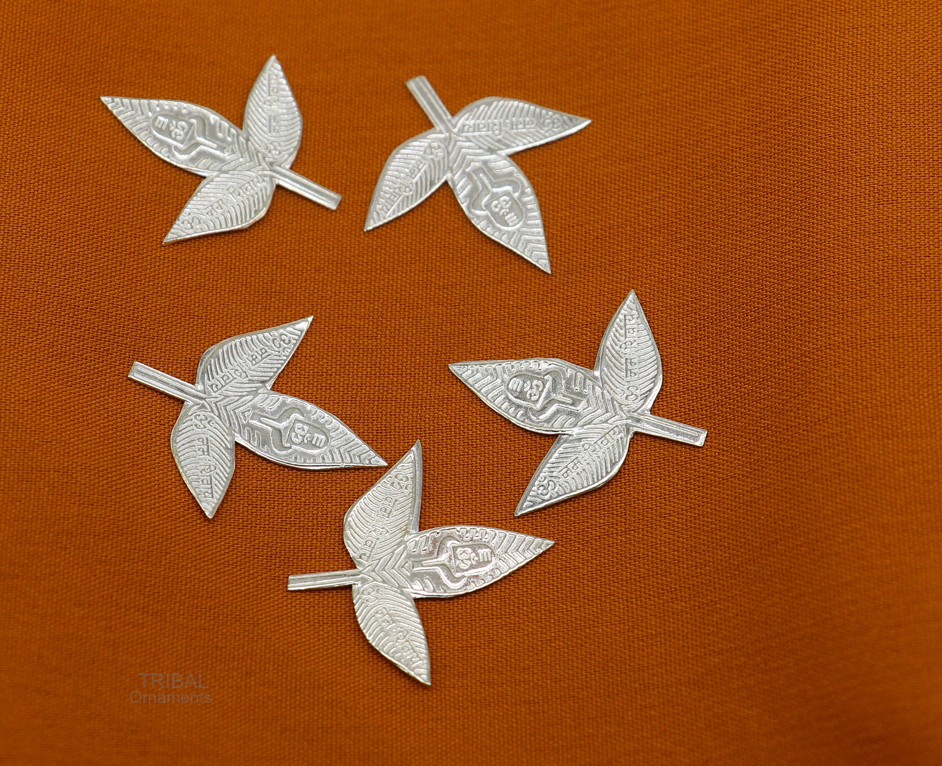 5 Piece 2.5 Cm Lord Shiva Bel Patra Solid Silver Handmade Solid Belva ...