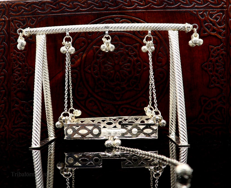 Sterling Silver Handmade Laddu Gopala Jhula, Baby Krishna Swing, Child ...