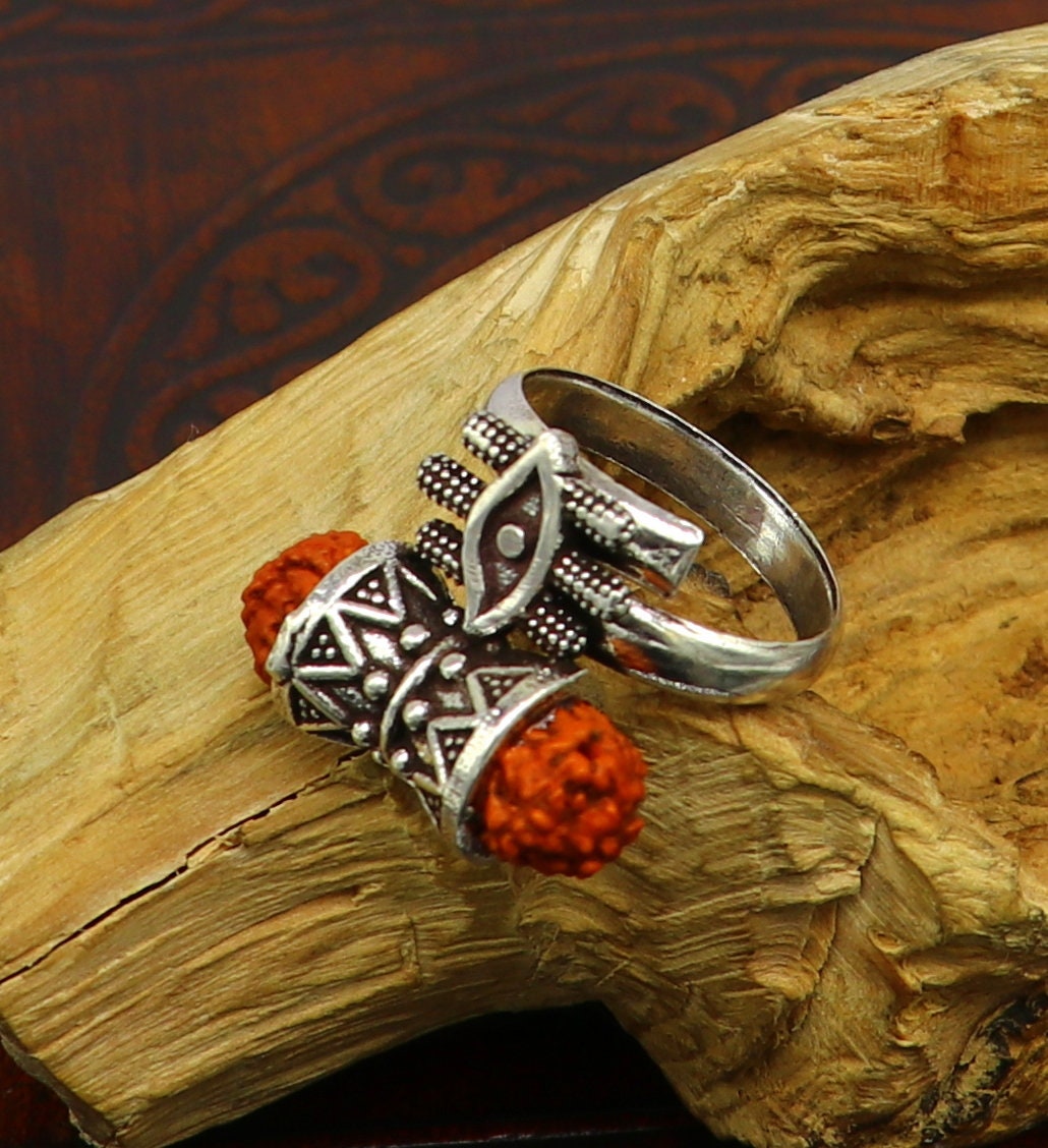 Lord Shiva Damaru Design Rudraksha Ring Fabulous 925 Sterling - Etsy