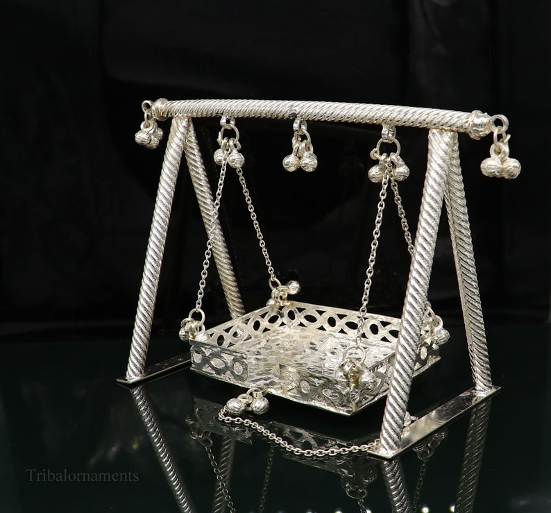 Sterling Silver Handmade Laddu Gopala Jhula, Baby Krishna Swing, Child ...