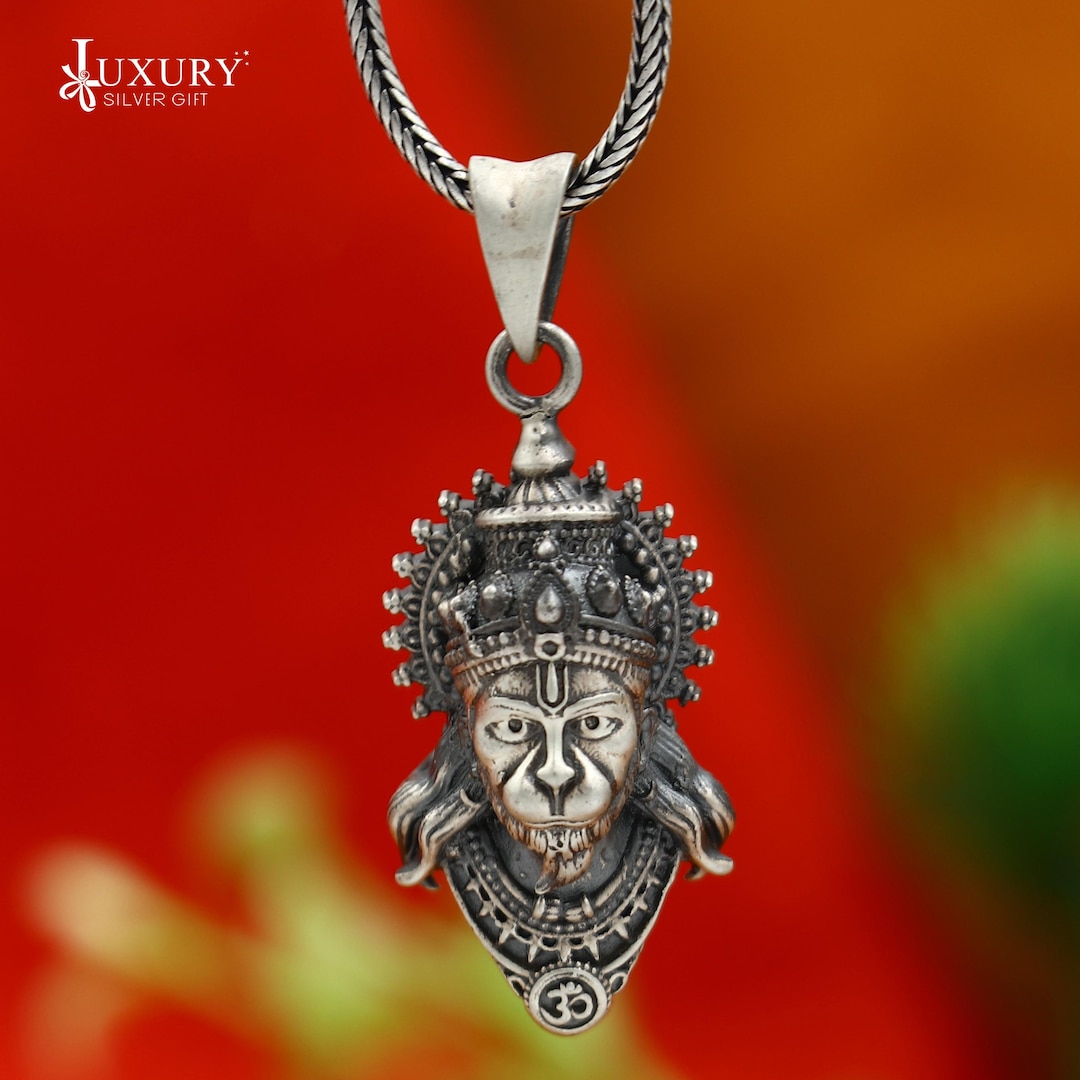 925 Sterling Silver Lord Hanuman Ji Pendant With Chain Tribal Jewellery ...