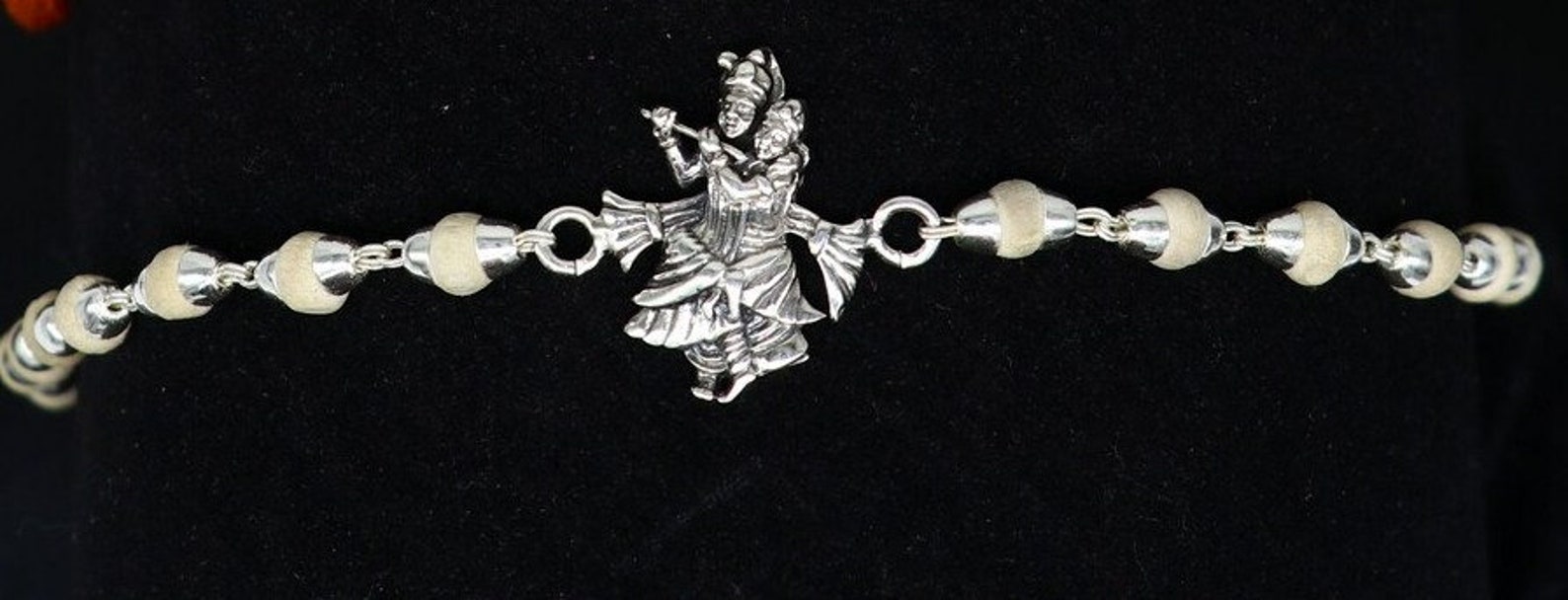 Lord Krishna Radhe Krishna Design 925 Sterling Silver Rakhi Bracelet in ...