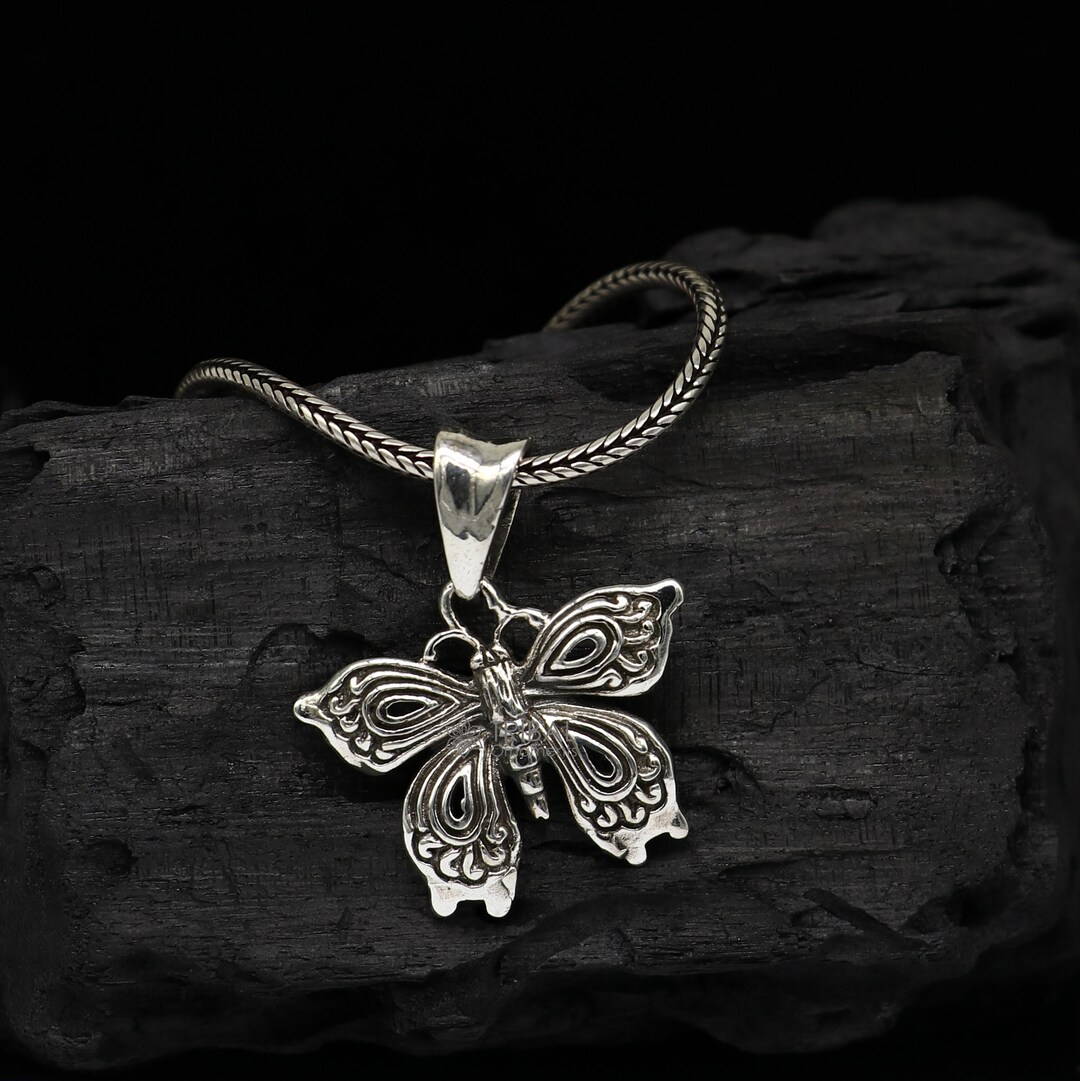 925 Sterling Silver Handmade Butterfly Design Pendant, Silver Bird ...