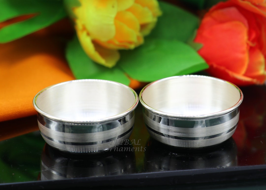 999 Fine Solid Silver Handmade Small Puja Bowl Temple Puja, Pure Silver ...