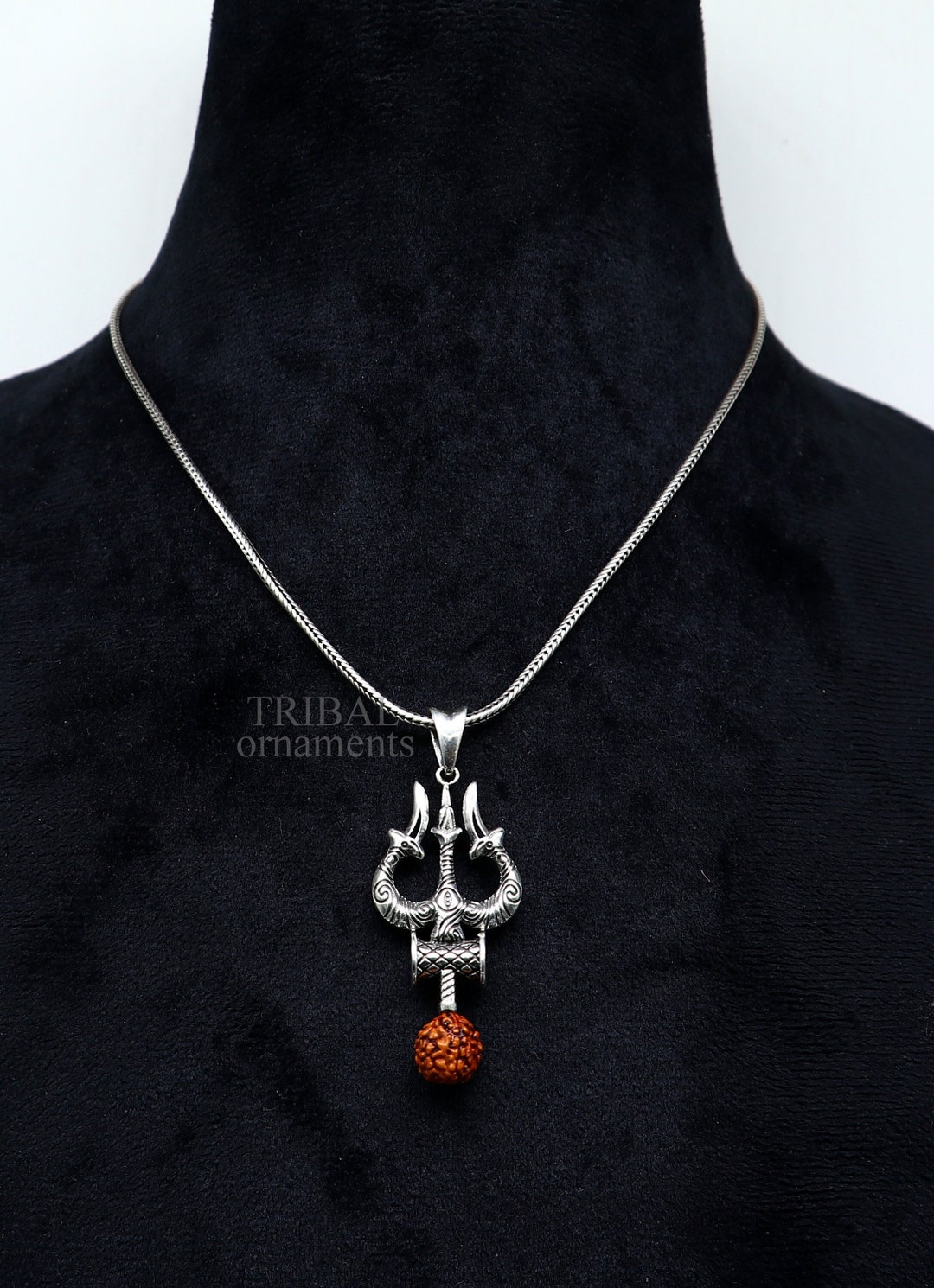 925 Sterling Silver Hindu Idol Lord Shiva Trident/trishul Pendant ...