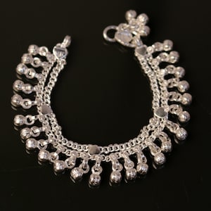 6" Solid Silver Handmade Double Chain Baby Charm Anklets New Born Baby ...