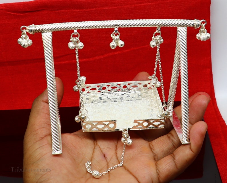 Sterling Silver Handmade Laddu Gopala Jhula, Baby Krishna Swing, Child ...