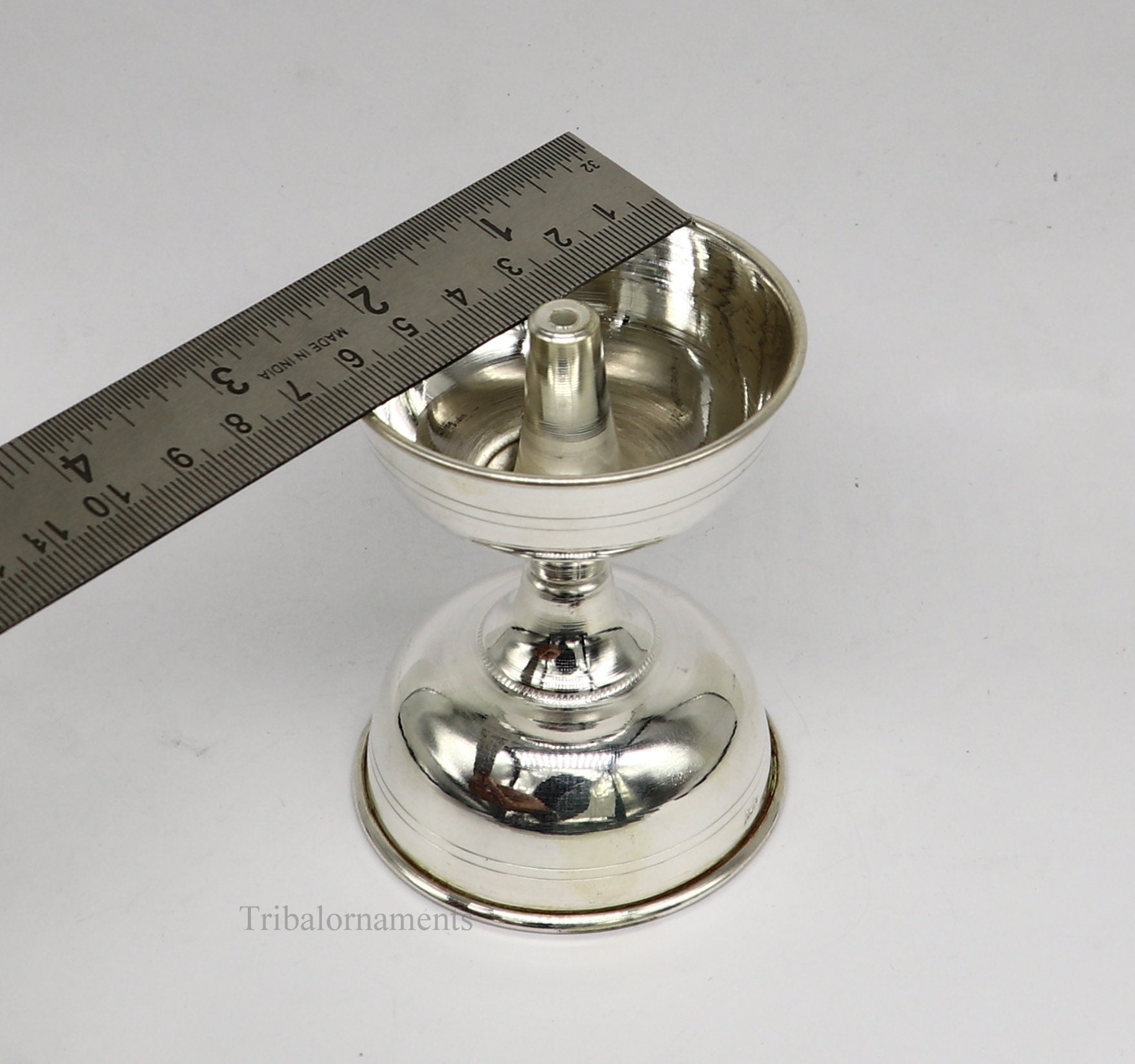 Buy Solid Sterling Silver Handmade Elegant Oil Lamp, Silver Home Temple ...