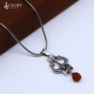 925 Sterling Silver Hindu Idol Lord Shiva Trident/trishul Pendant ...