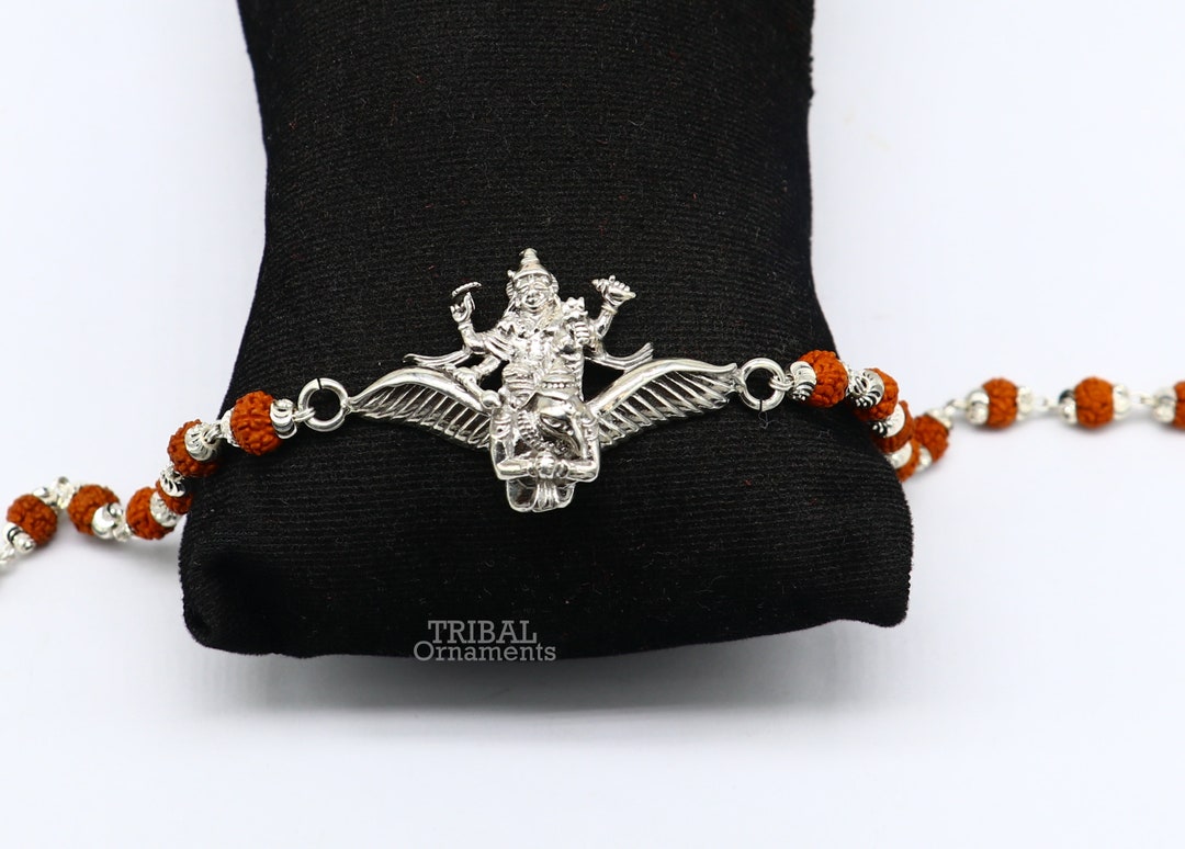 925 Sterling Silver Handmade Lord Vishnu With Garuda Design Rakhi ...