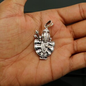 925 Sterling Silver Handmade Hindu God Lord Krishna Shrinathji Pendant ...