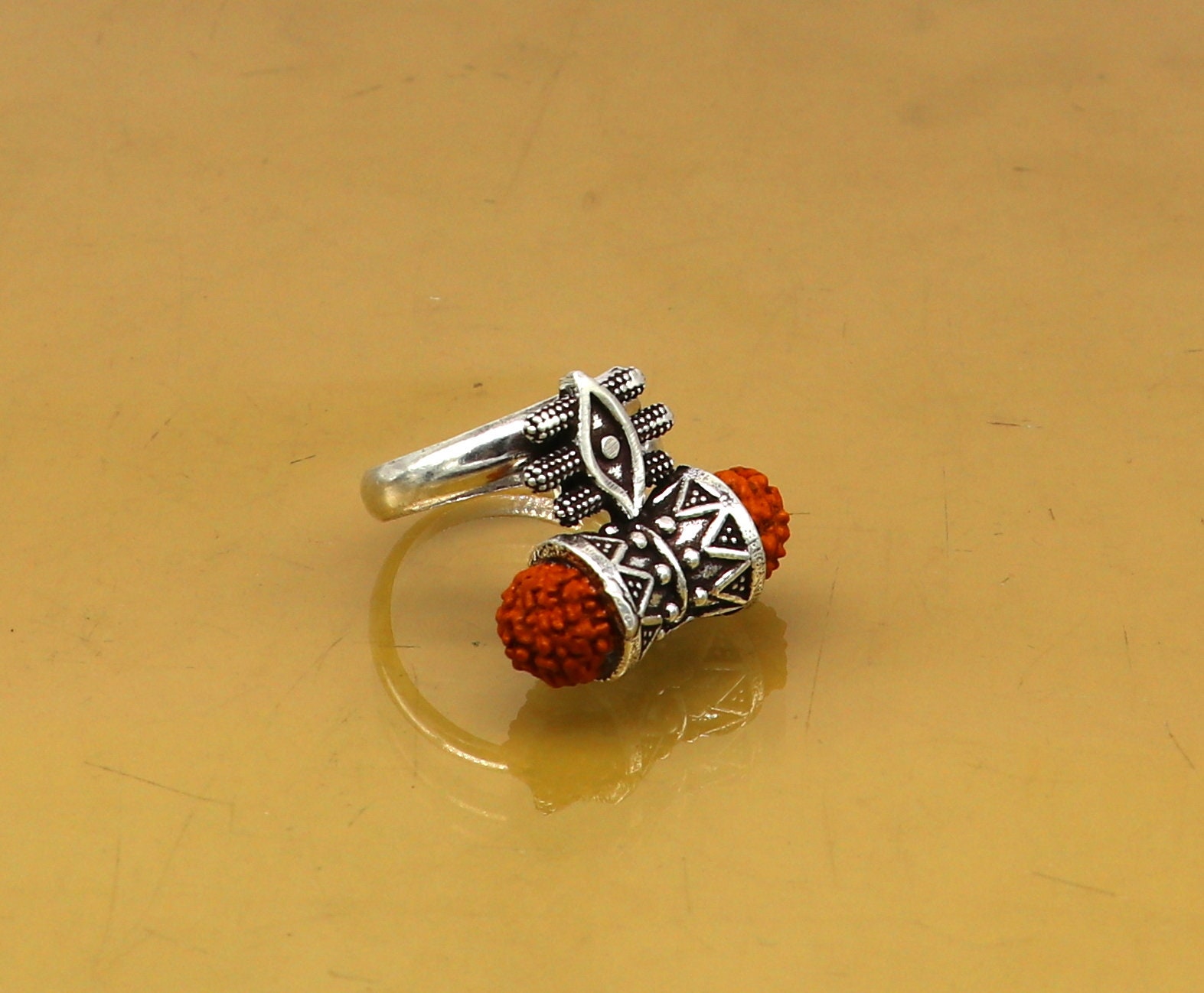 Lord Shiva Damaru Design Rudraksha Ring Fabulous 925 Sterling - Etsy