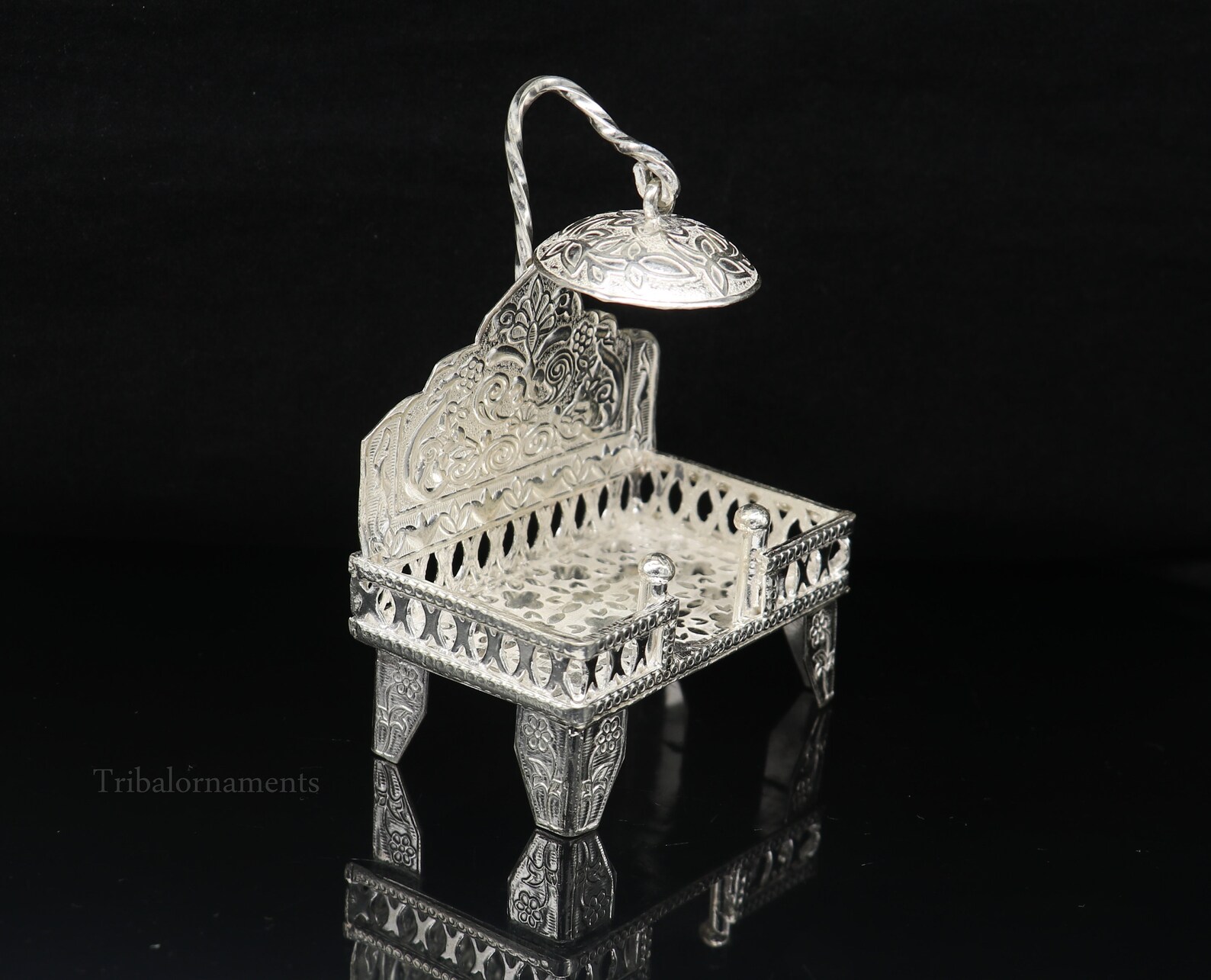 925 Pure Sterling Silver Handcrafted Small Singhasan, Idol Krishna Bal ...