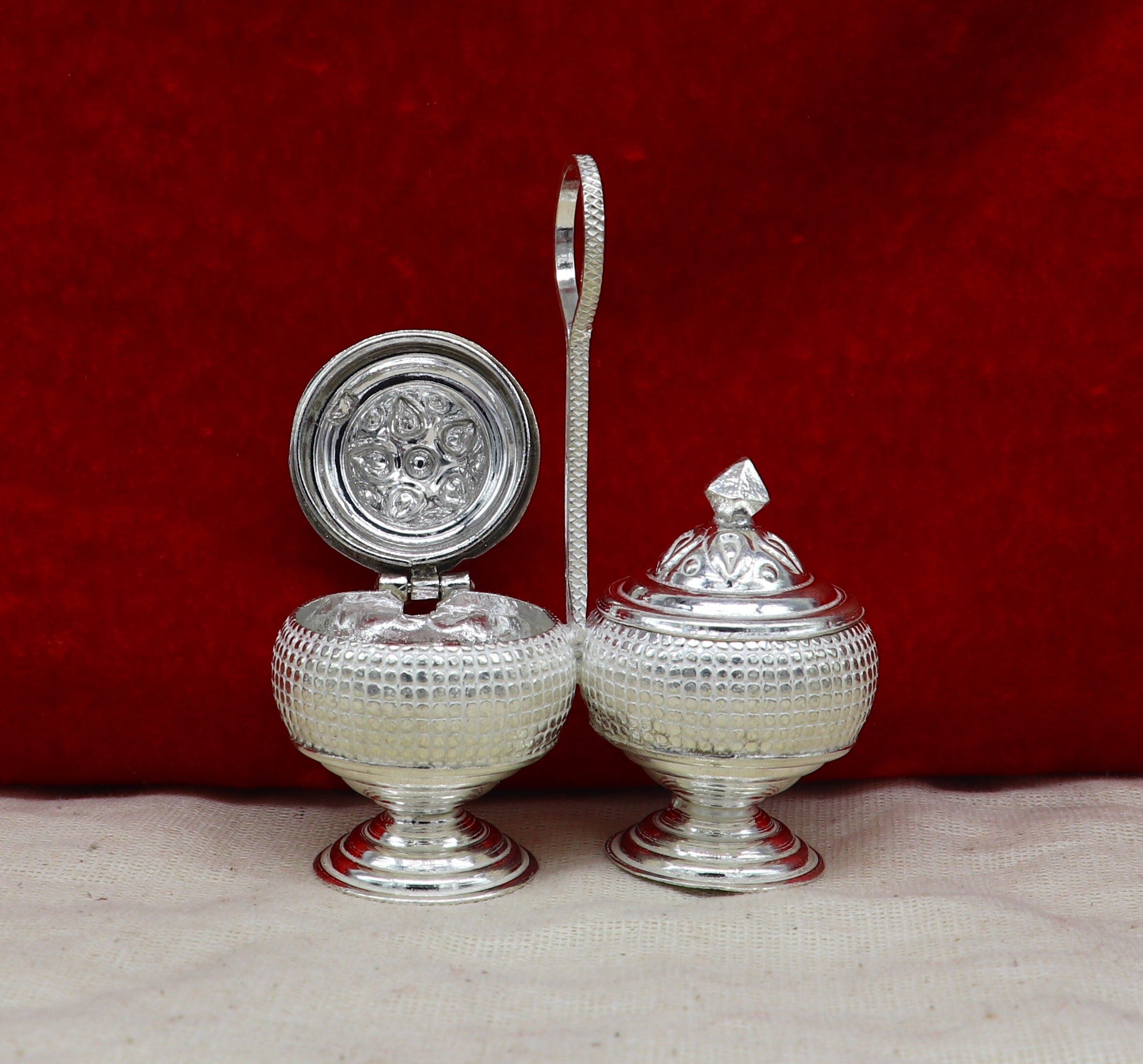 925 Sterling Silver Handcrafted Combo Tilak Bowl Sindur Bowl - Etsy