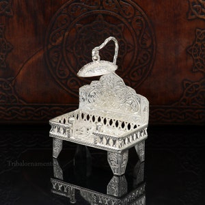 925 Pure Sterling Silver Handcrafted Small Singhasan, Idol Krishna Bal ...